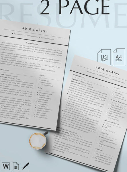 Financial Resume Template for Word and Pages - Adir Harini – Career Canvas