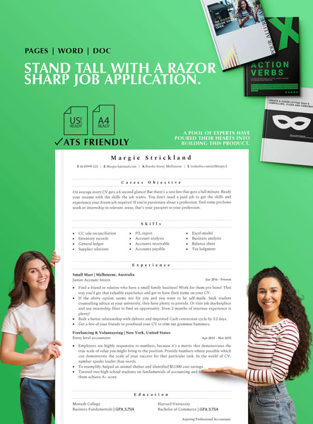 ATS Friendly Modern Accountant CV Template Margie-Strickland – Career ...