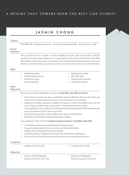 Brilliant HR resume template available in Word, Pages & Doc - Jasmin ...