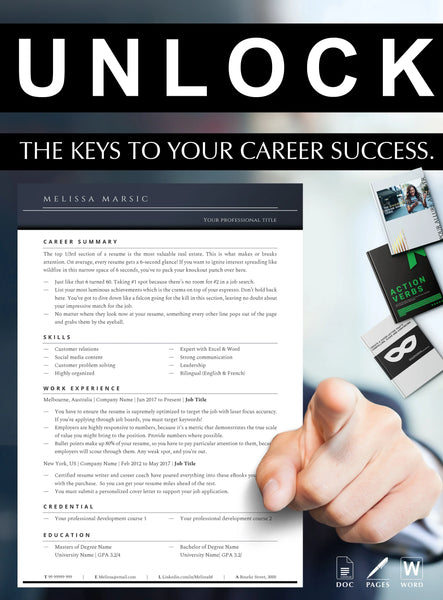 ATS Friendly Modern Resumes Template and CV - Melissa marsic – Career ...