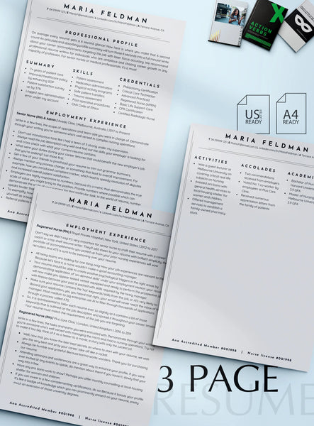 ICU Nurse Resume Template for Word & Apple Pages – Maria Feldman ...