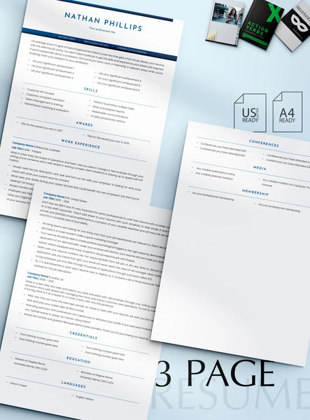 Minimal ATS Compliant Corporate Resume Template for Word, Docs & Pages ...