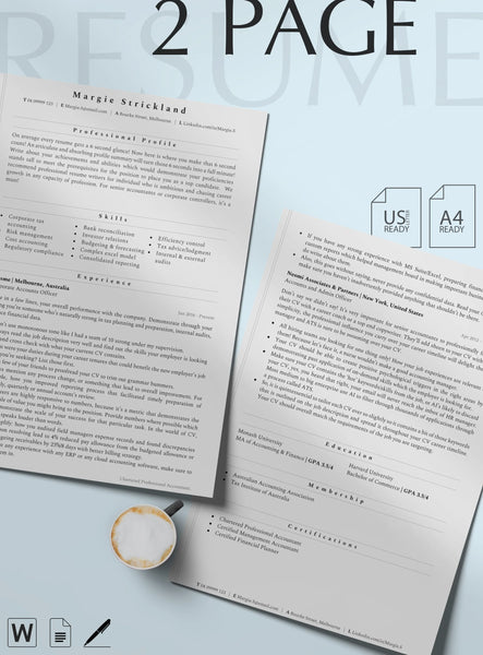 ATS Friendly Modern Accountant CV Template Margie-Strickland – Career ...